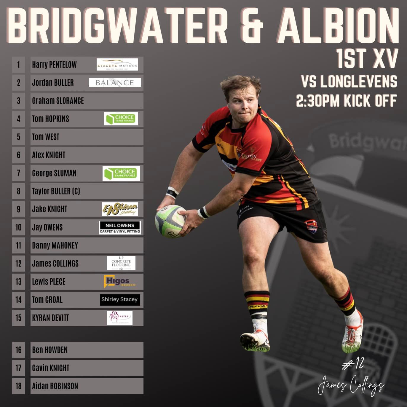 Saturday 18th November KO 2.30pm - Bridgwater Rugby : Bridgwater Rugby